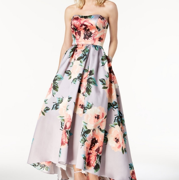 BHLDN | Dresses | Bhldn Betsy Adam Luciana Blue Gray Floral Hi Lo ...
